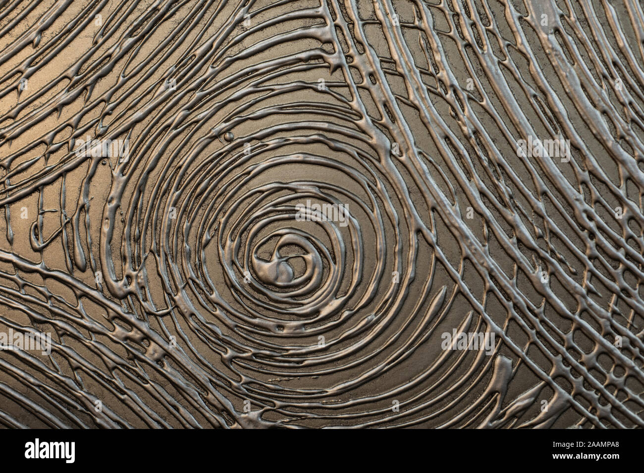 Abstraction, metal surface with circular patterns of paint. Textured ...