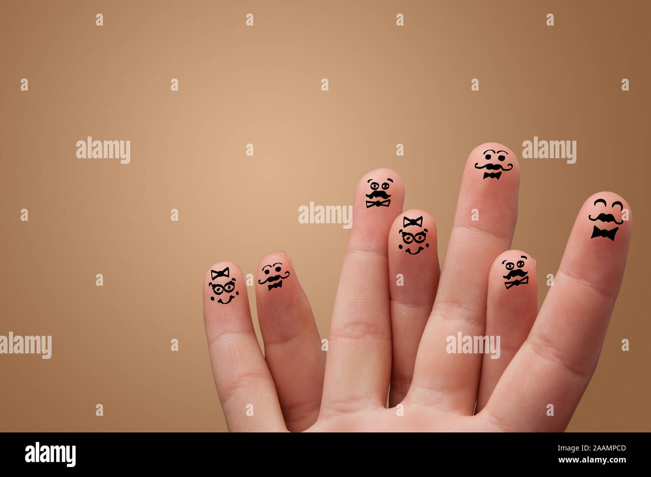 Elegant happy face fingers hugs each other Stock Photo - Alamy