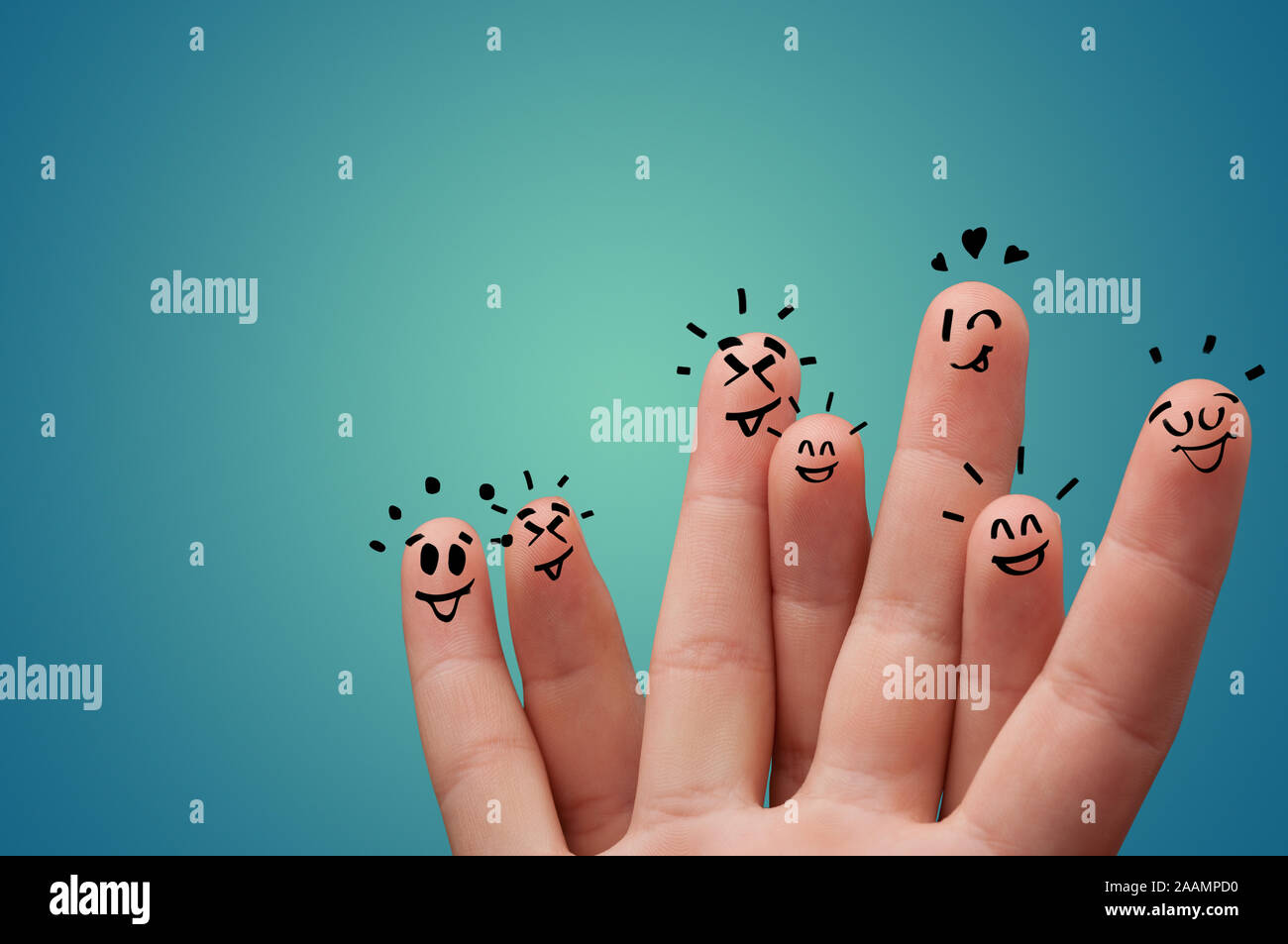 Waggish happy fingers with team building concept Stock Photo - Alamy