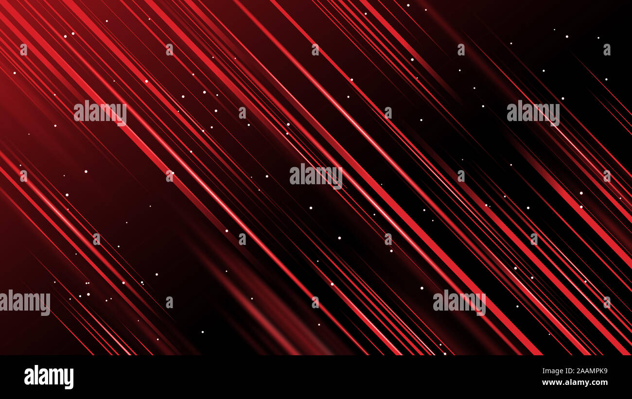 Colorful red glowing lines into space background. Abstract bright ...