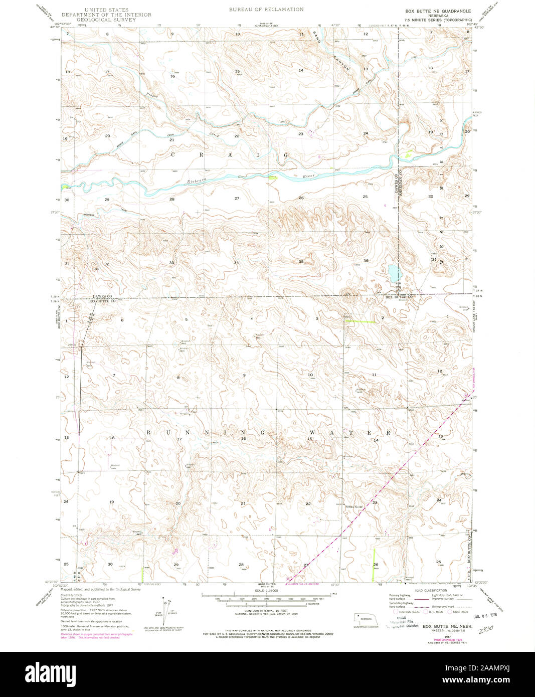 Box butte nebraska map hi-res stock photography and images - Alamy