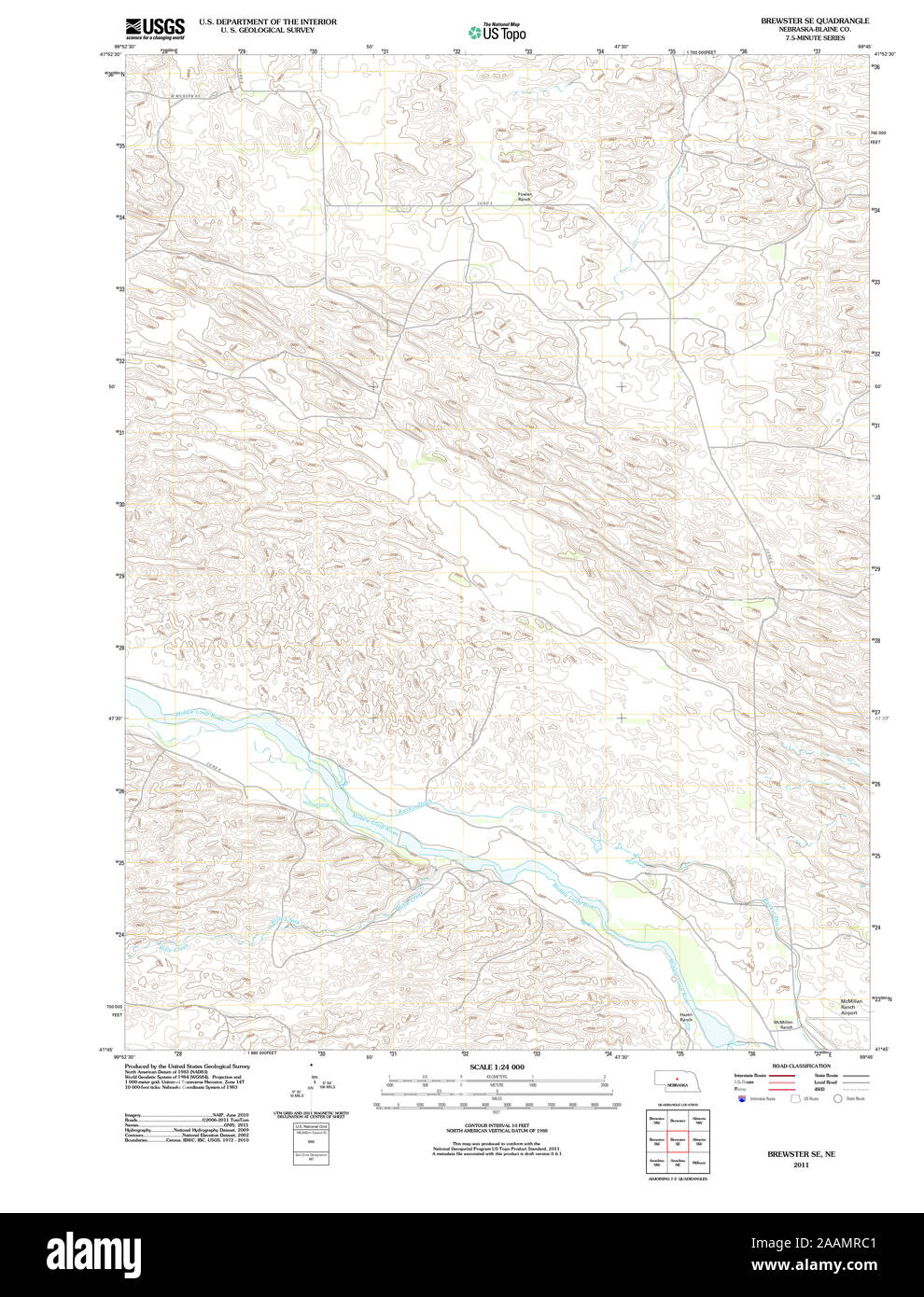 USGS TOPO Map Nebraska NE Brewster SE 20111021 TM Restoration Stock ...
