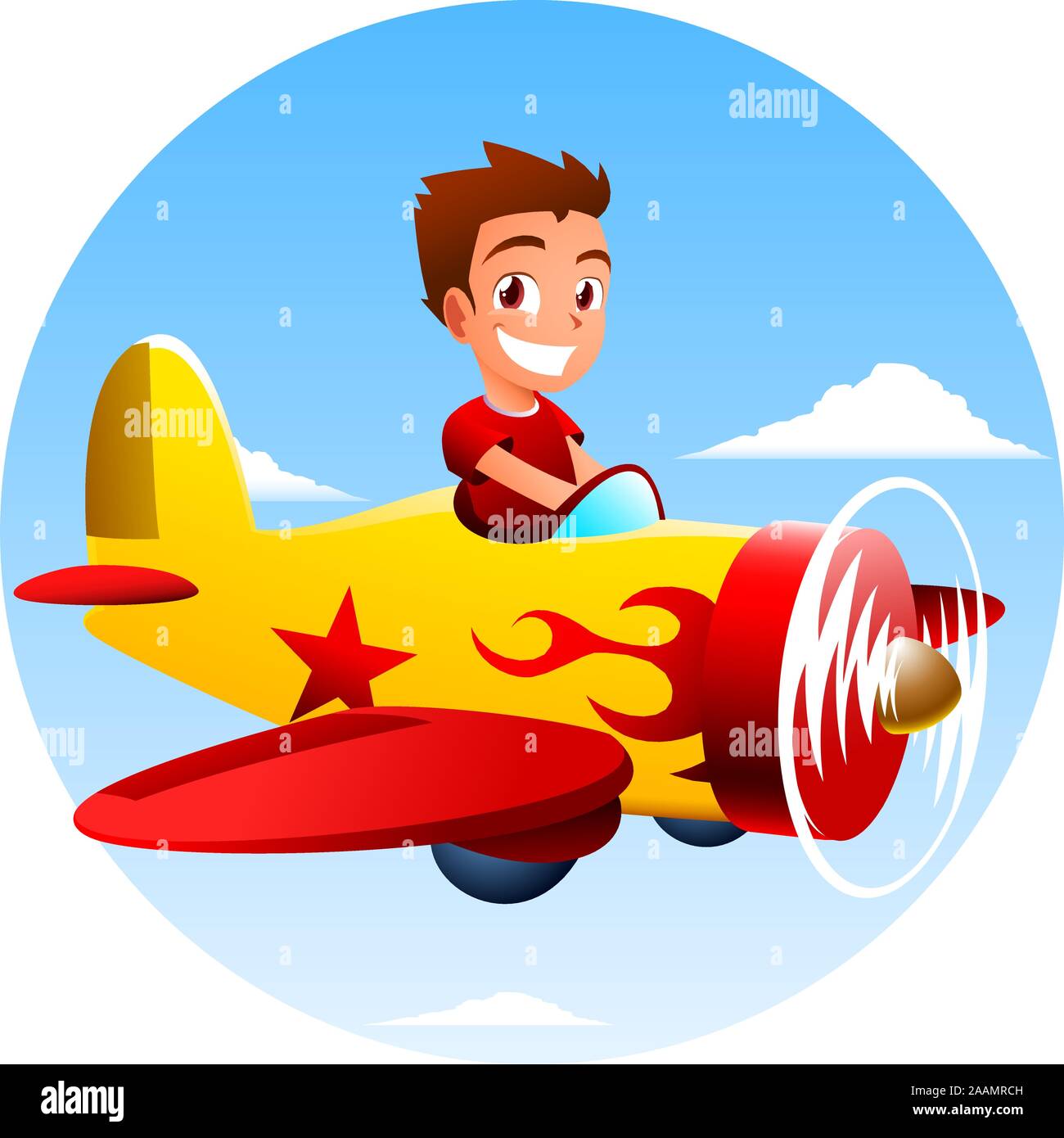 Boy flying an airplane vector illustration Stock Vector Image & Art - Alamy