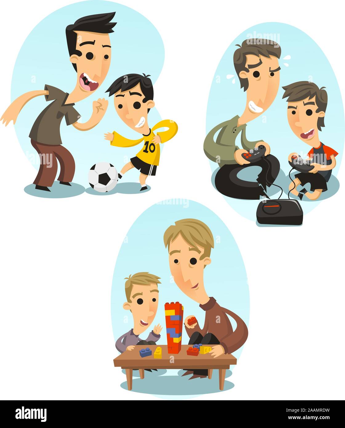 Father and Son Playing Bonding Together, vector illustration cartoon ...