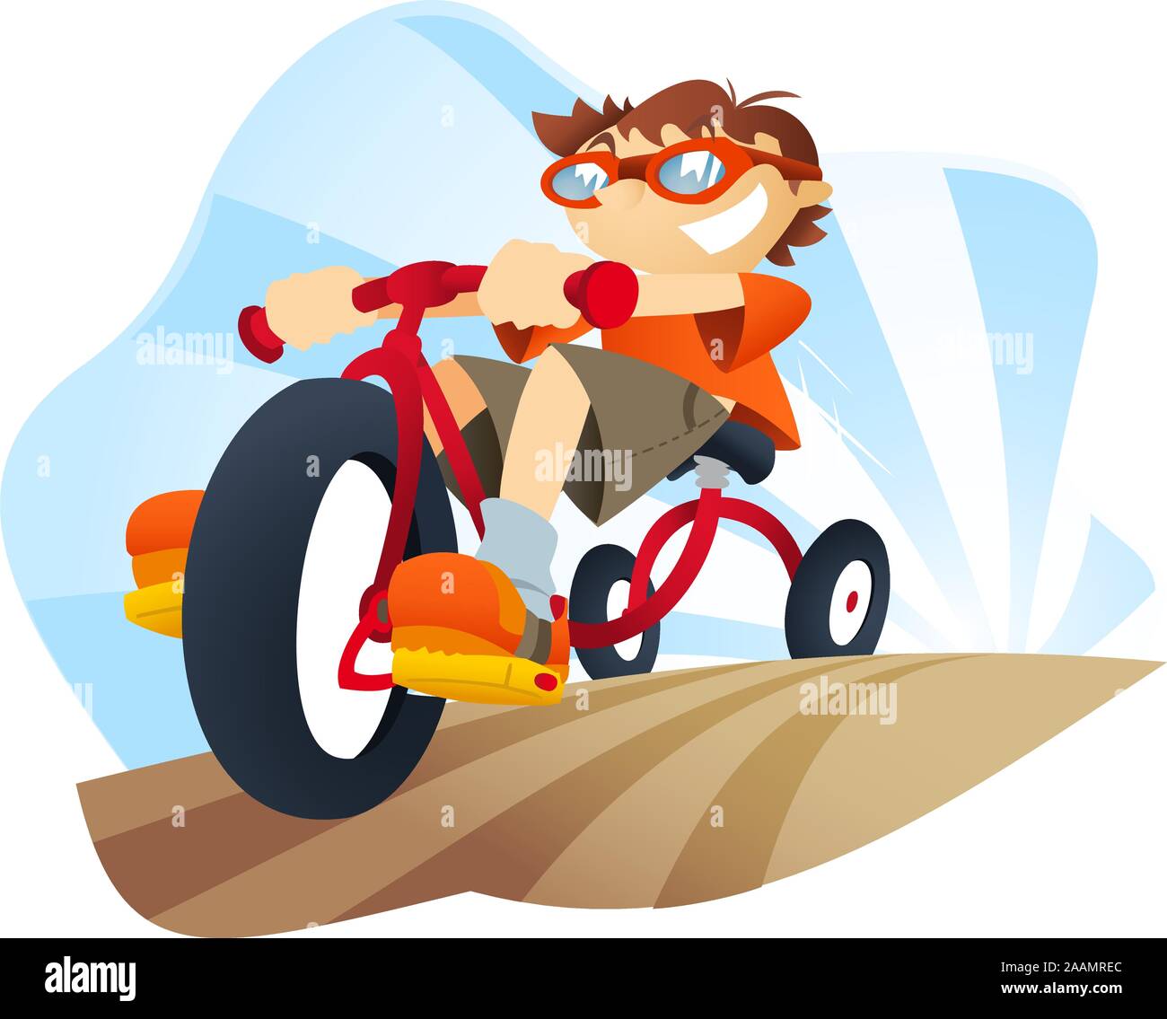 Boy on a tricycle going pretty fast Stock Vector Image & Art - Alamy