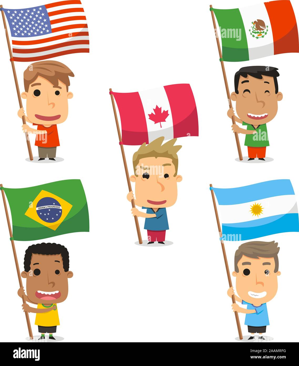 Flag Bearer Kids from America, USA, EEUU, Mexico, Canada, Brazil ...