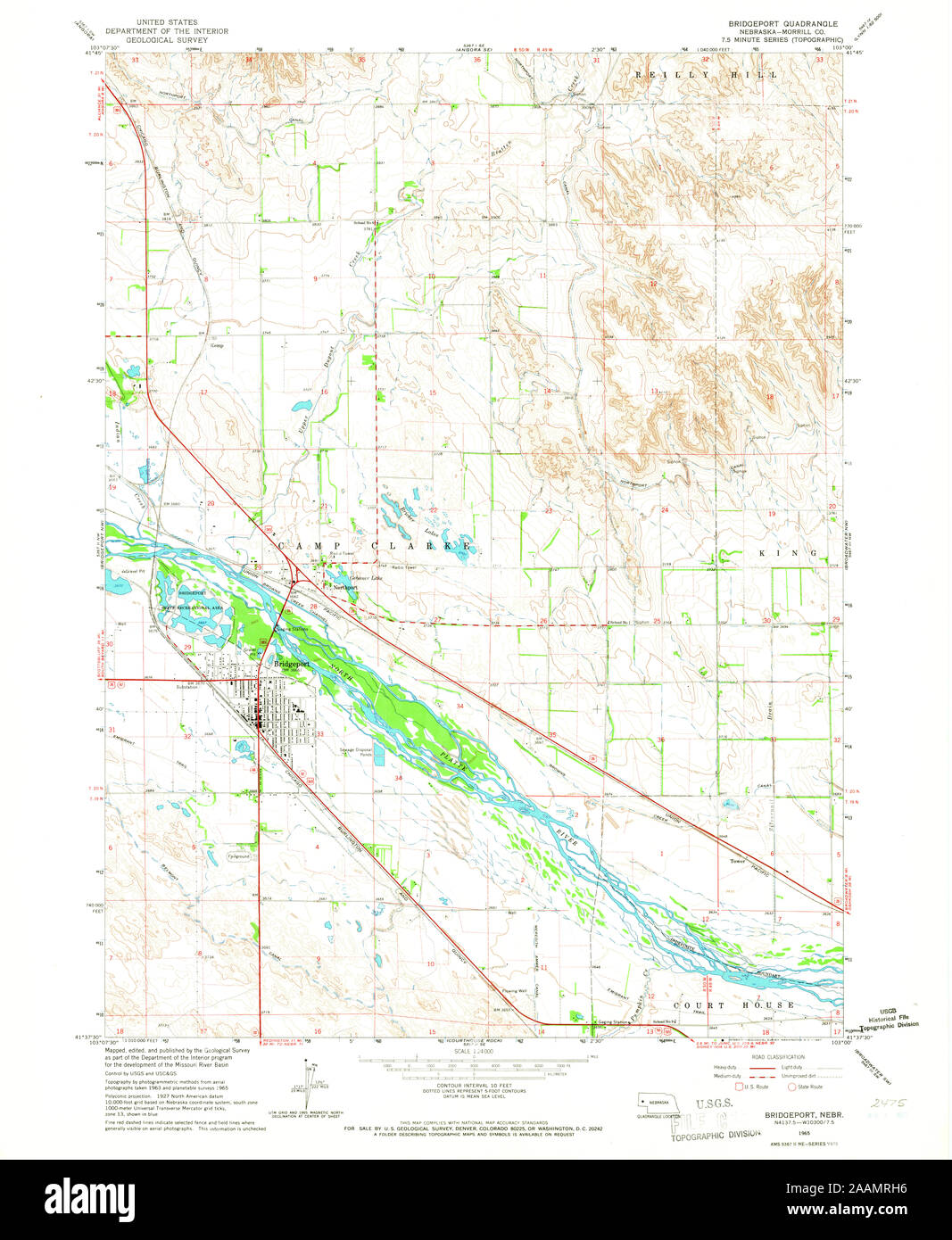 USGS TOPO Map Nebraska NE Bridgeport 315888 1965 24000 Restoration ...