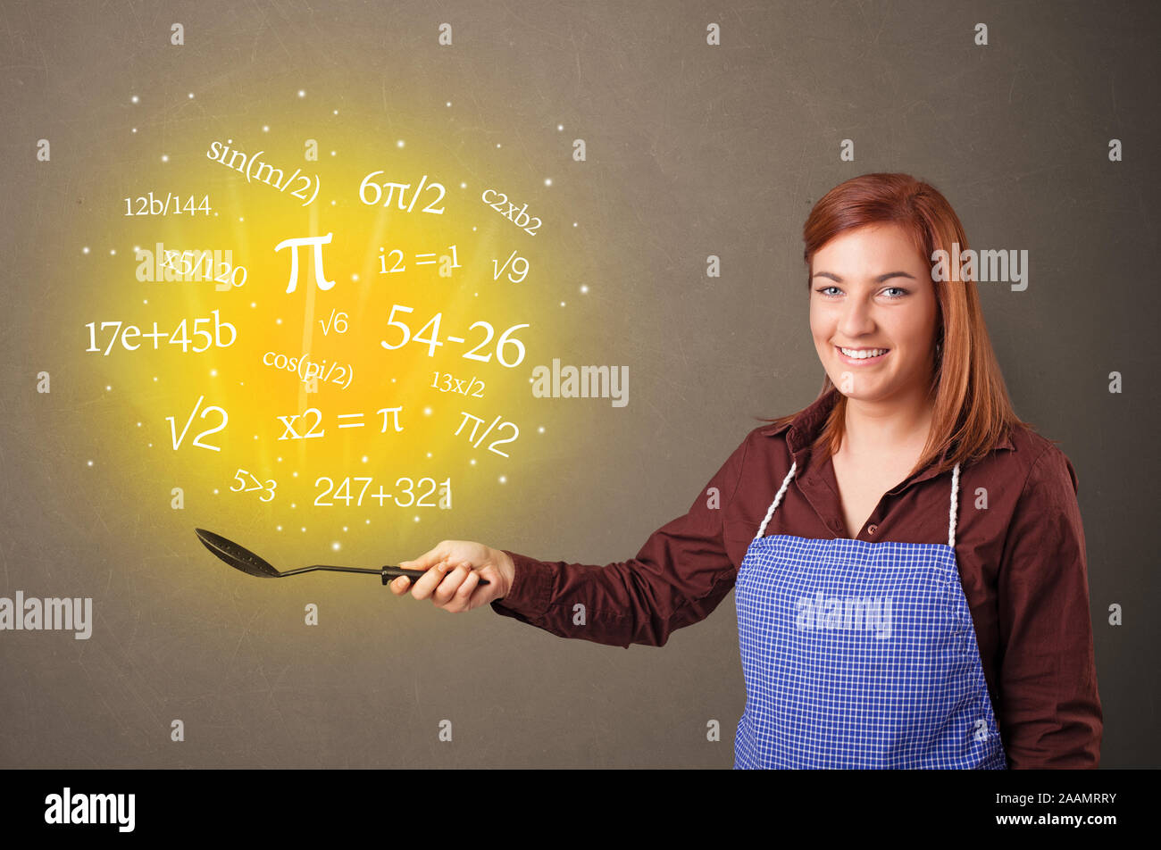 Person cooking numbers and mathematical staffs Stock Photo - Alamy