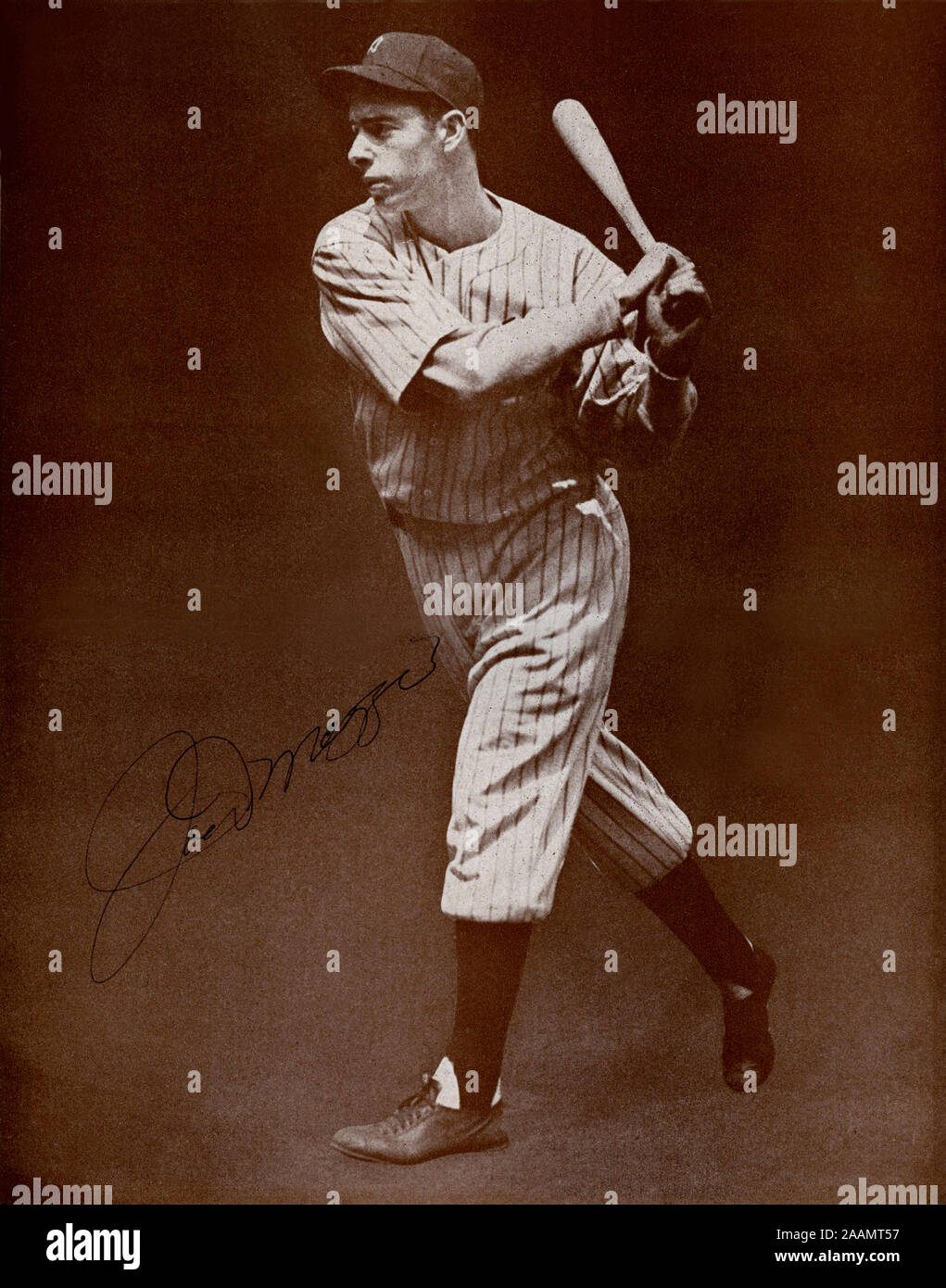 Sepia toned portrait of New York Yankee legendary player Joe DiMaggio ...