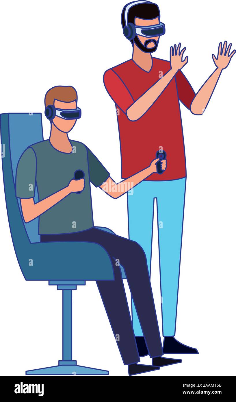 men using technology of augmented reality vector design Stock Vector ...