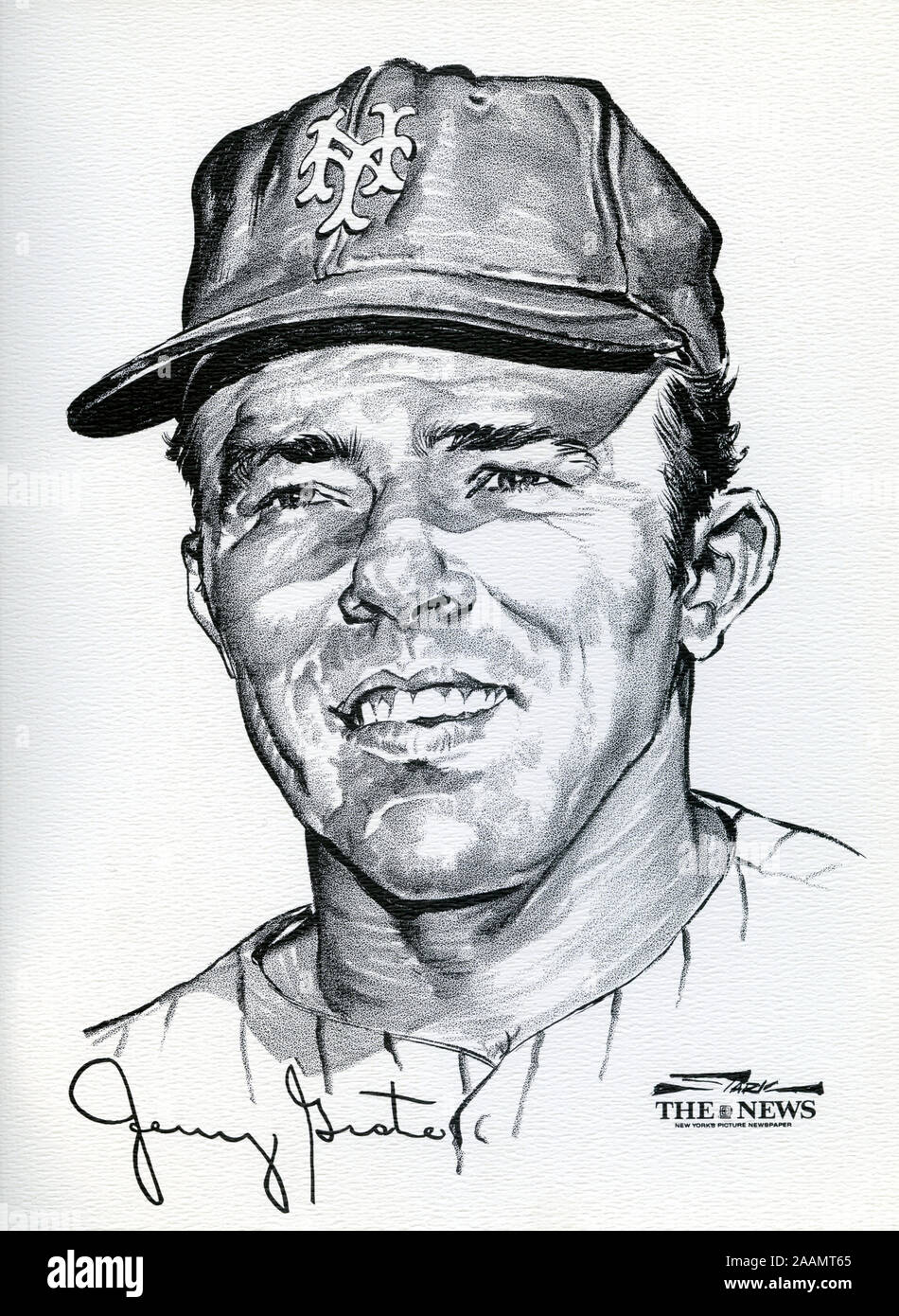 Portrait of New York Mets player Jerry Grote from the 1969 Miracle Mets ...