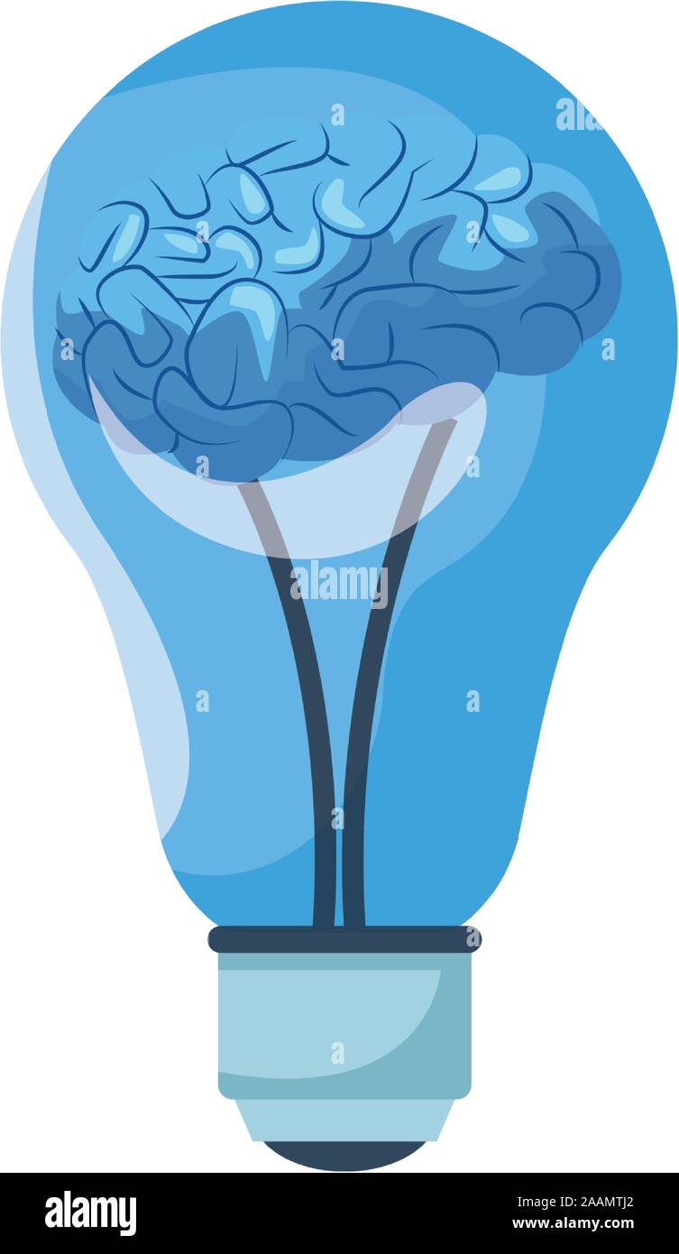light bulb with brain icon, flat design Stock Vector Image & Art - Alamy