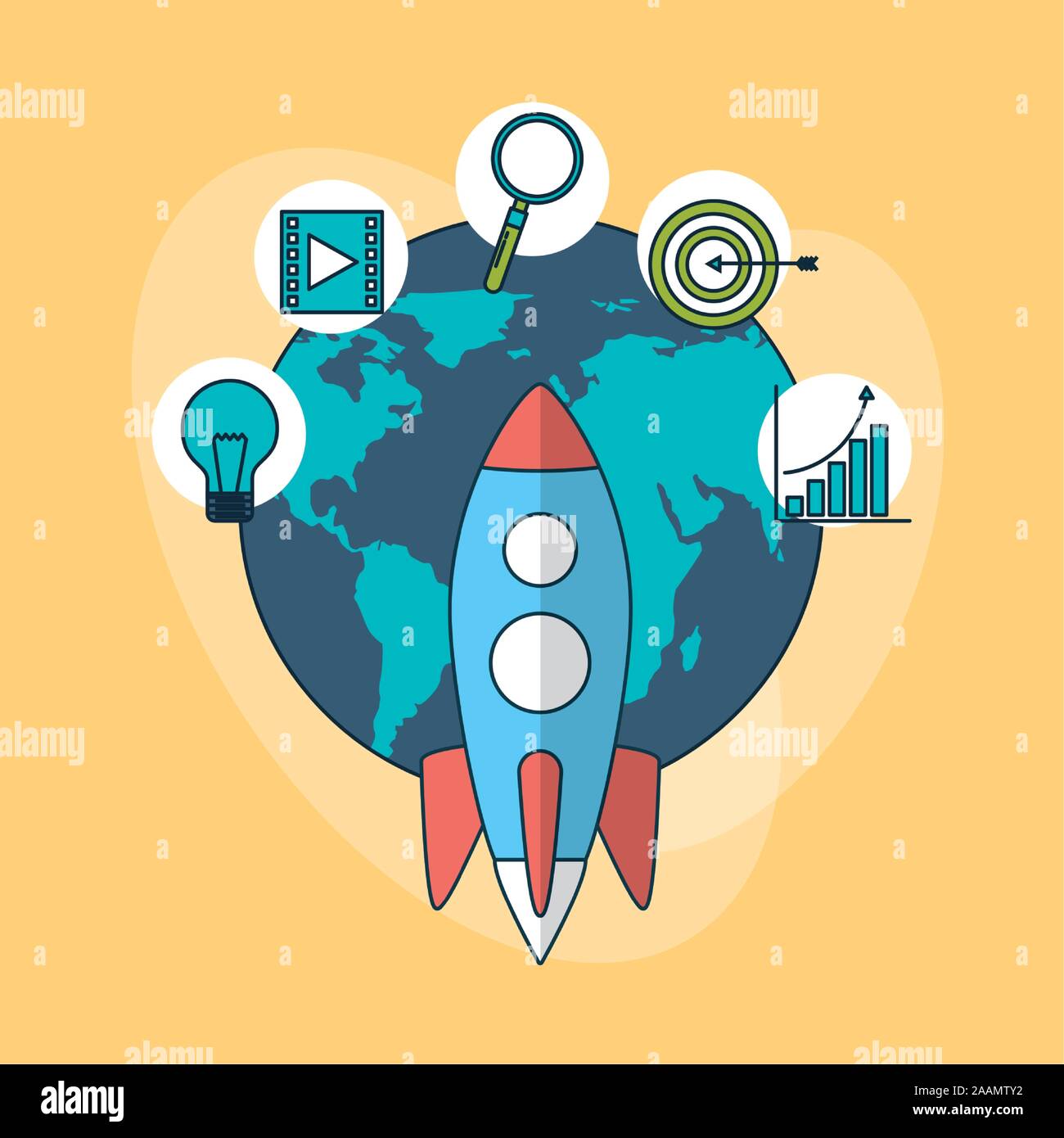 digital marketing technology with world planet Stock Vector Image & Art ...
