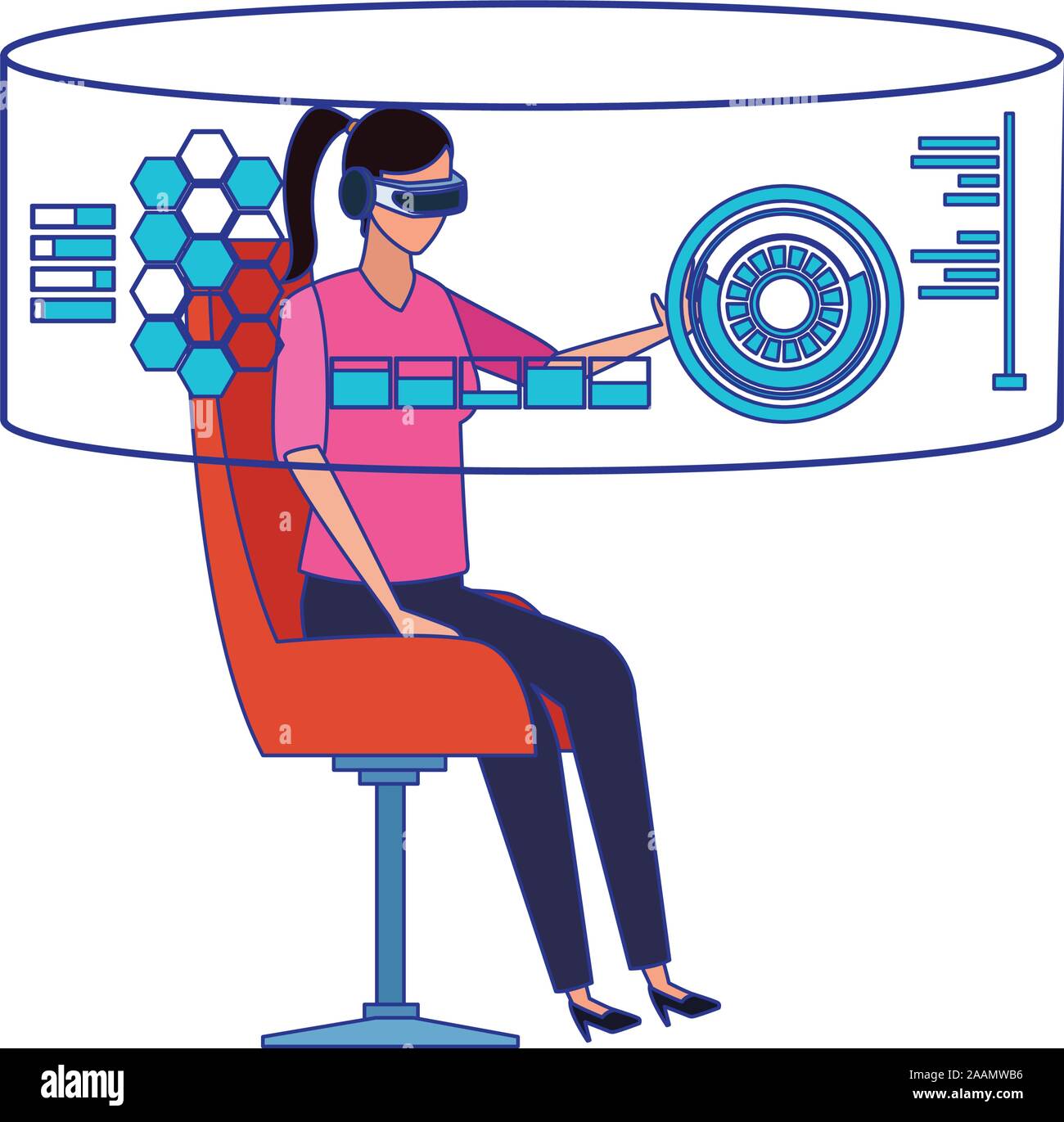 woman using technology of augmented reality vector design Stock Vector ...