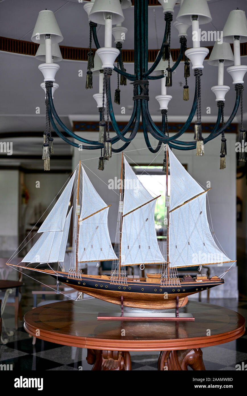 Sailing ship model in full sail Stock Photo - Alamy