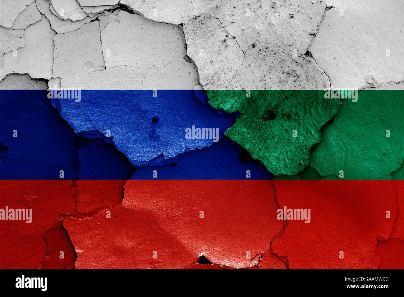 flags of Russia and Bulgaria painted on cracked wall Stock Photo - Alamy
