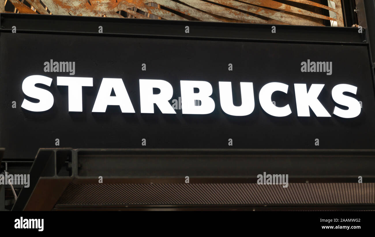 FRANKFURT, GERMANY- 5th OCTOBER, 2019: Starbucks Coffee Shop Famous ...