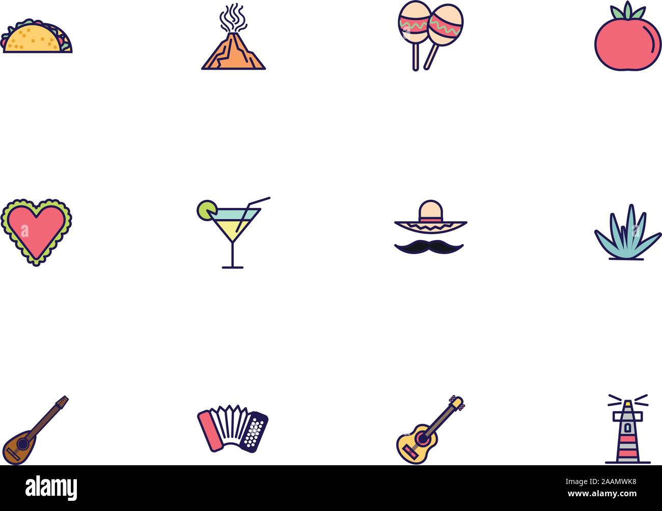 bundle of mexican culture set icons Stock Vector Image & Art - Alamy
