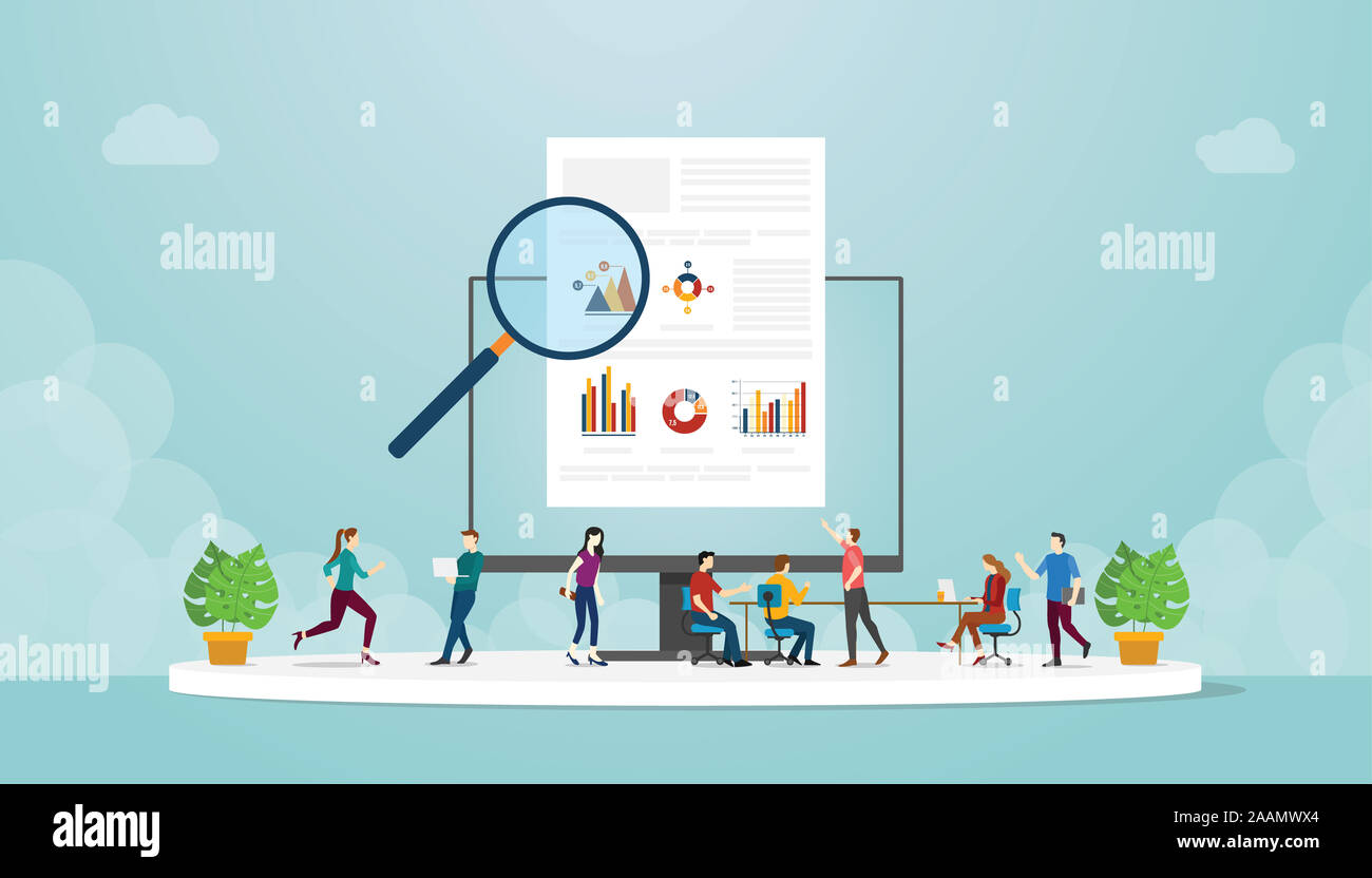 Team of People man and woman studying of learn infographic data ...