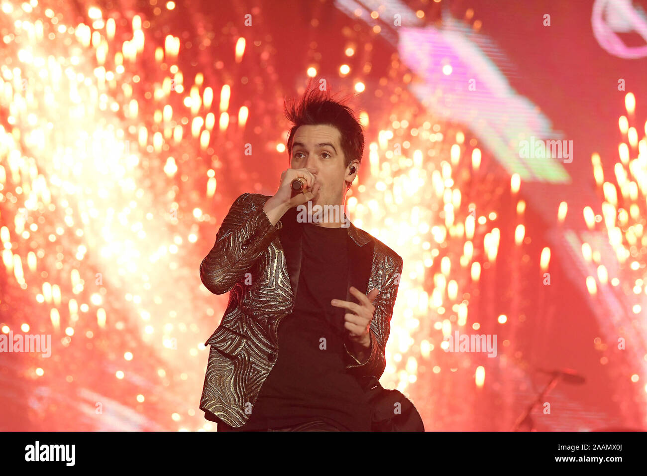 Rio de Janeiro, Brazil, October 3, 2019. Lead singer Brendon Urie of ...