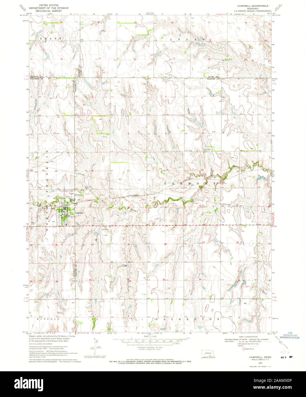 Map of campbell nebraska hi-res stock photography and images - Alamy