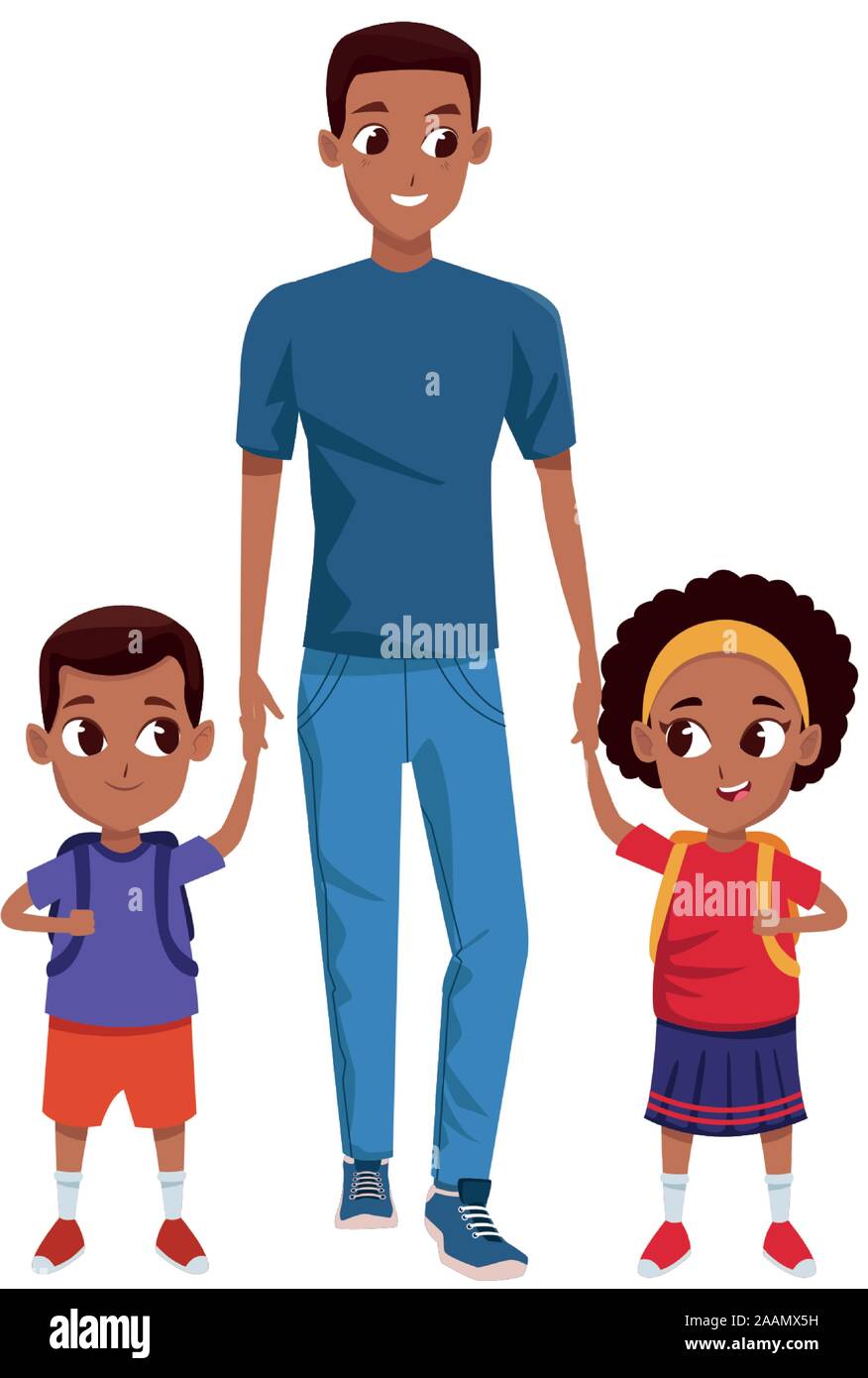 cartoon man with little kids, colorful design Stock Vector Image & Art ...