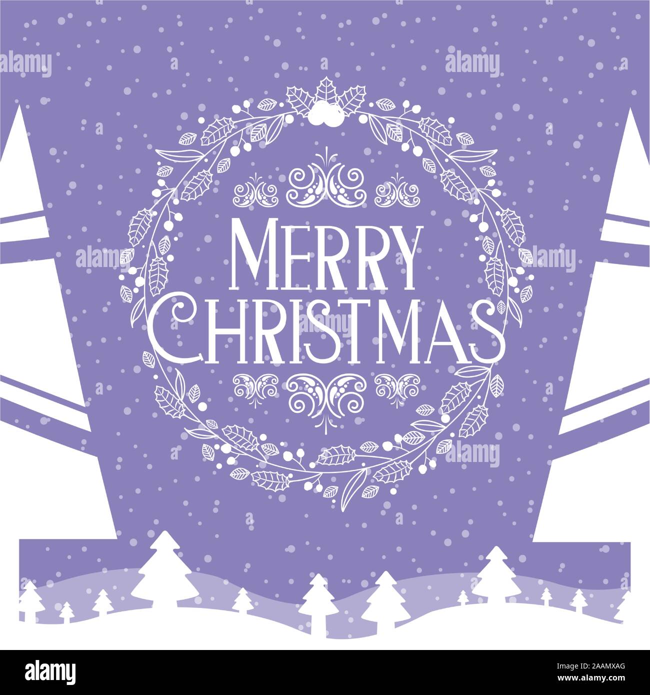 happy merry christmas card with landscape Stock Vector Image & Art - Alamy