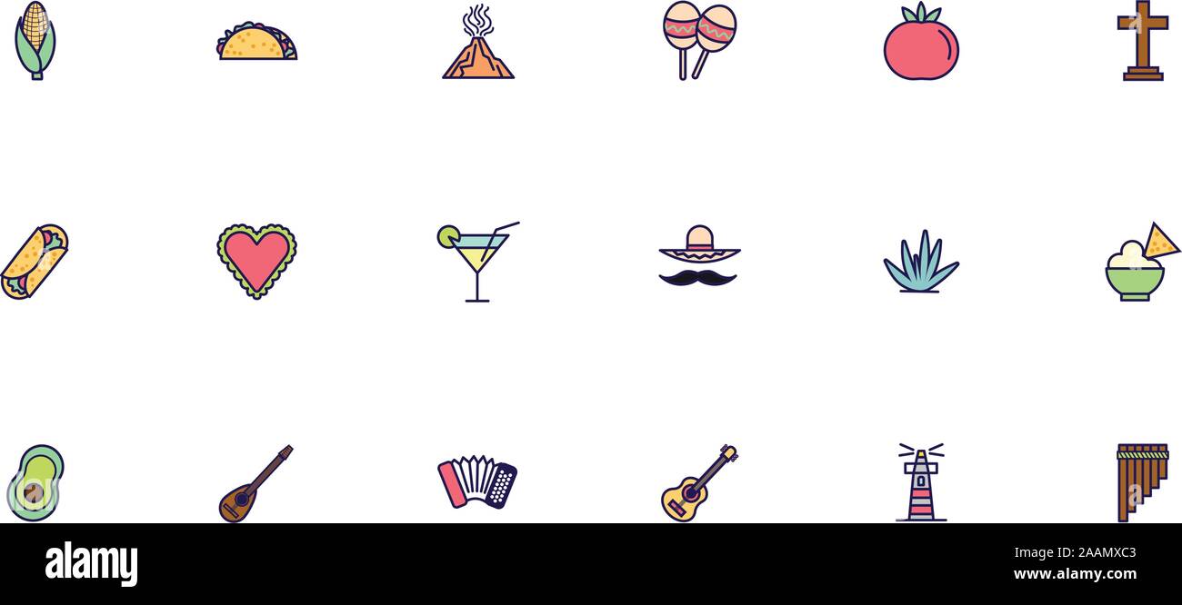 bundle of mexican culture set icons Stock Vector Image & Art - Alamy