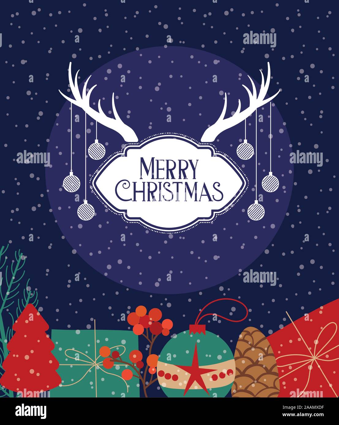 happy merry christmas card with gifts presents Stock Vector Image & Art ...