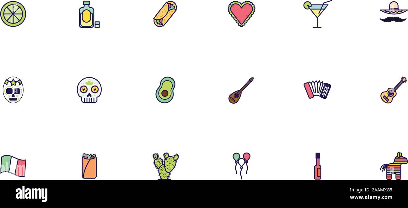 bundle of mexican culture set icons Stock Vector Image & Art - Alamy