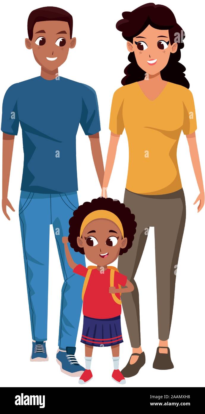 cartoon happy family with little girl, flat design Stock Vector Image ...