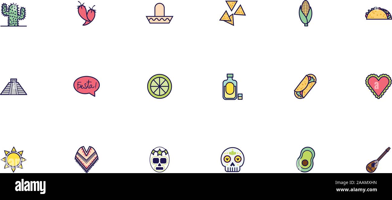bundle of mexican culture set icons Stock Vector Image & Art - Alamy