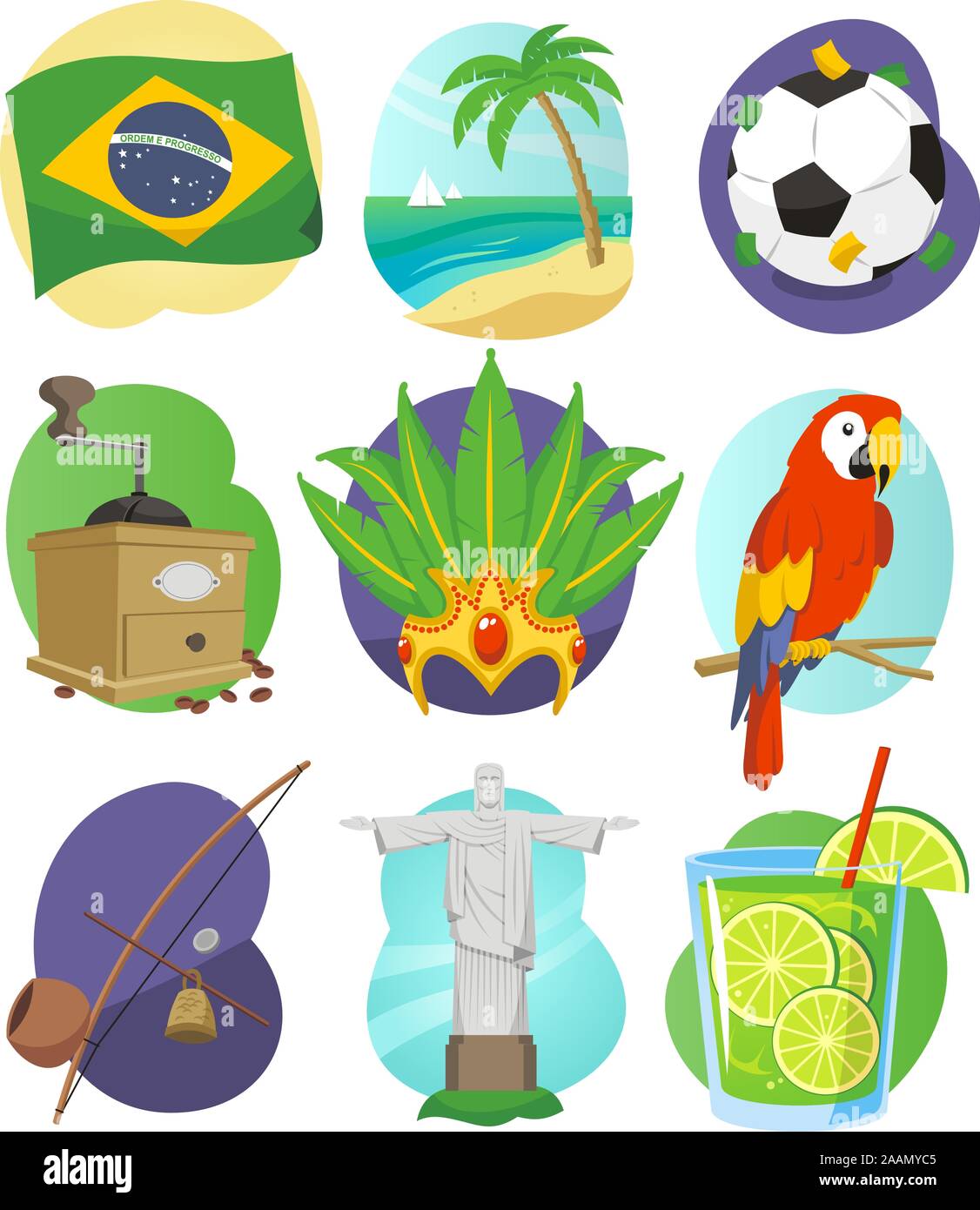 Brazil cartoon icon set Stock Vector Image & Art - Alamy