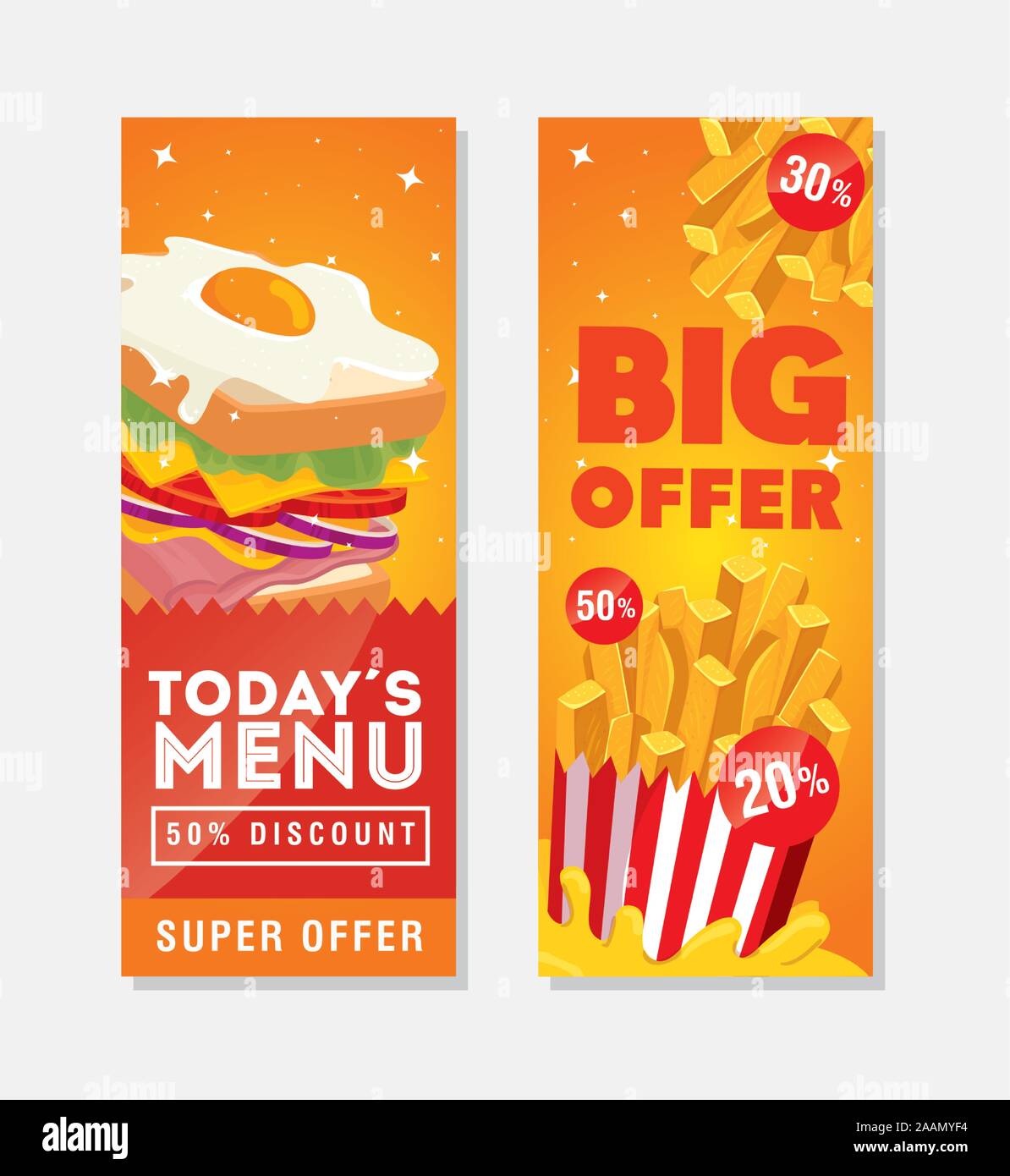 set of poster offer delicious fast food Stock Vector Image & Art - Alamy