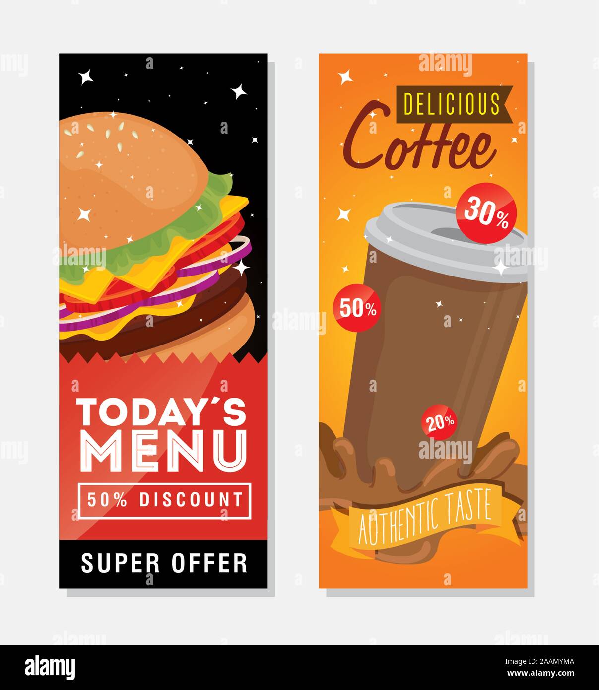 set of poster delicious fast food offer Stock Vector Image & Art - Alamy