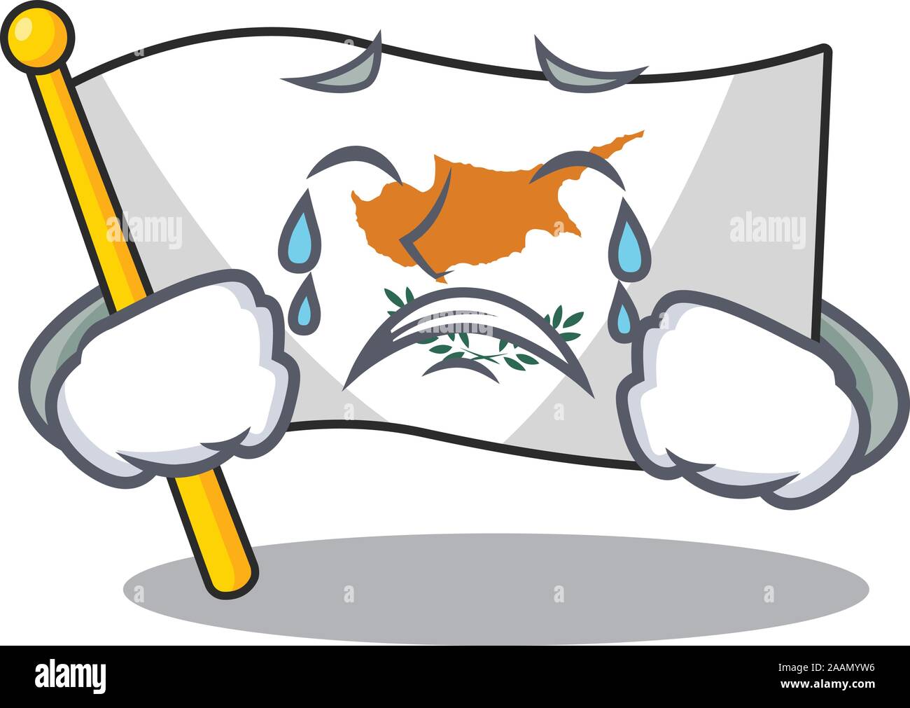 Sad Crying flag cyprus cartoon style vector illustration Stock Vector ...