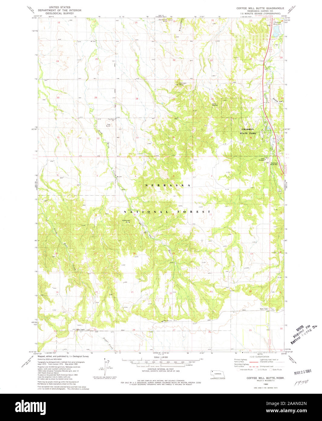 USGS TOPO Map Nebraska NE Coffee Mill Butte 316058 1980 24000 ...