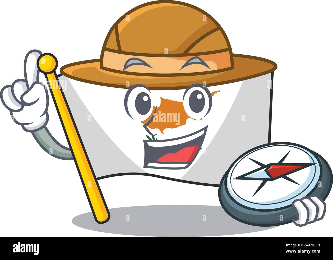 Explorer flag cyprus cartoon character holding a compass Stock Vector ...