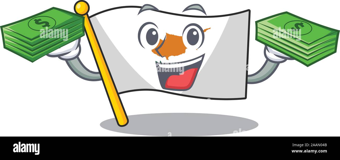 Confident smiley flag cyprus character with money bag Stock Vector ...