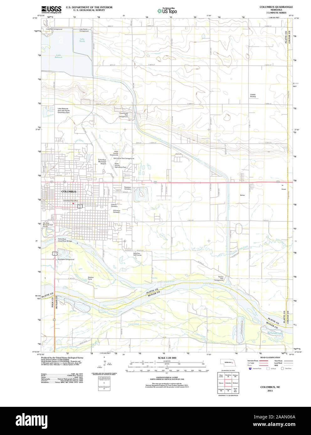 Map of columbus nebraska hi-res stock photography and images - Alamy