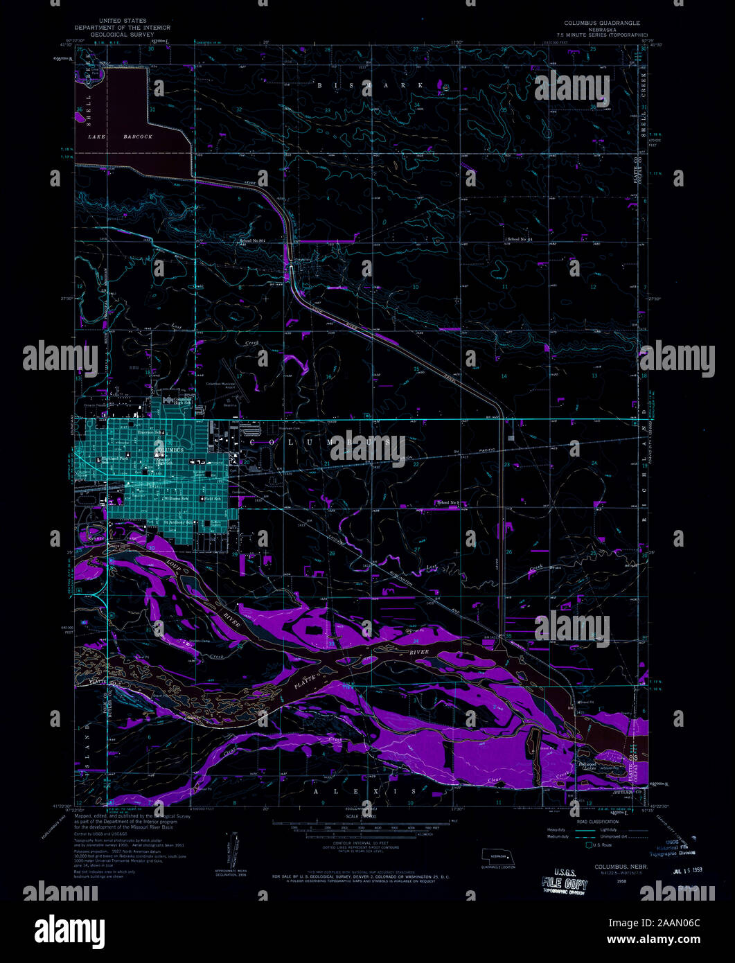 Map of columbus nebraska hi-res stock photography and images - Alamy