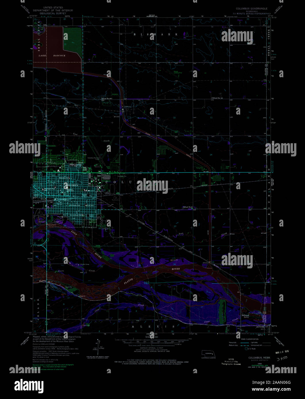 Map of columbus nebraska hi-res stock photography and images - Alamy