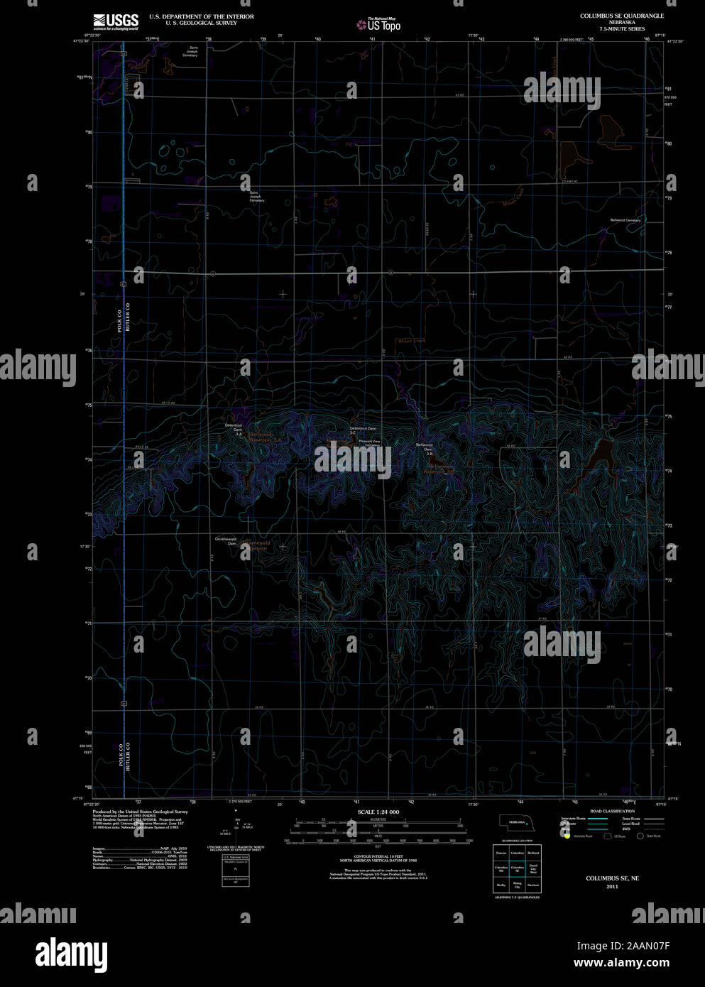 Map of columbus nebraska hi-res stock photography and images - Alamy