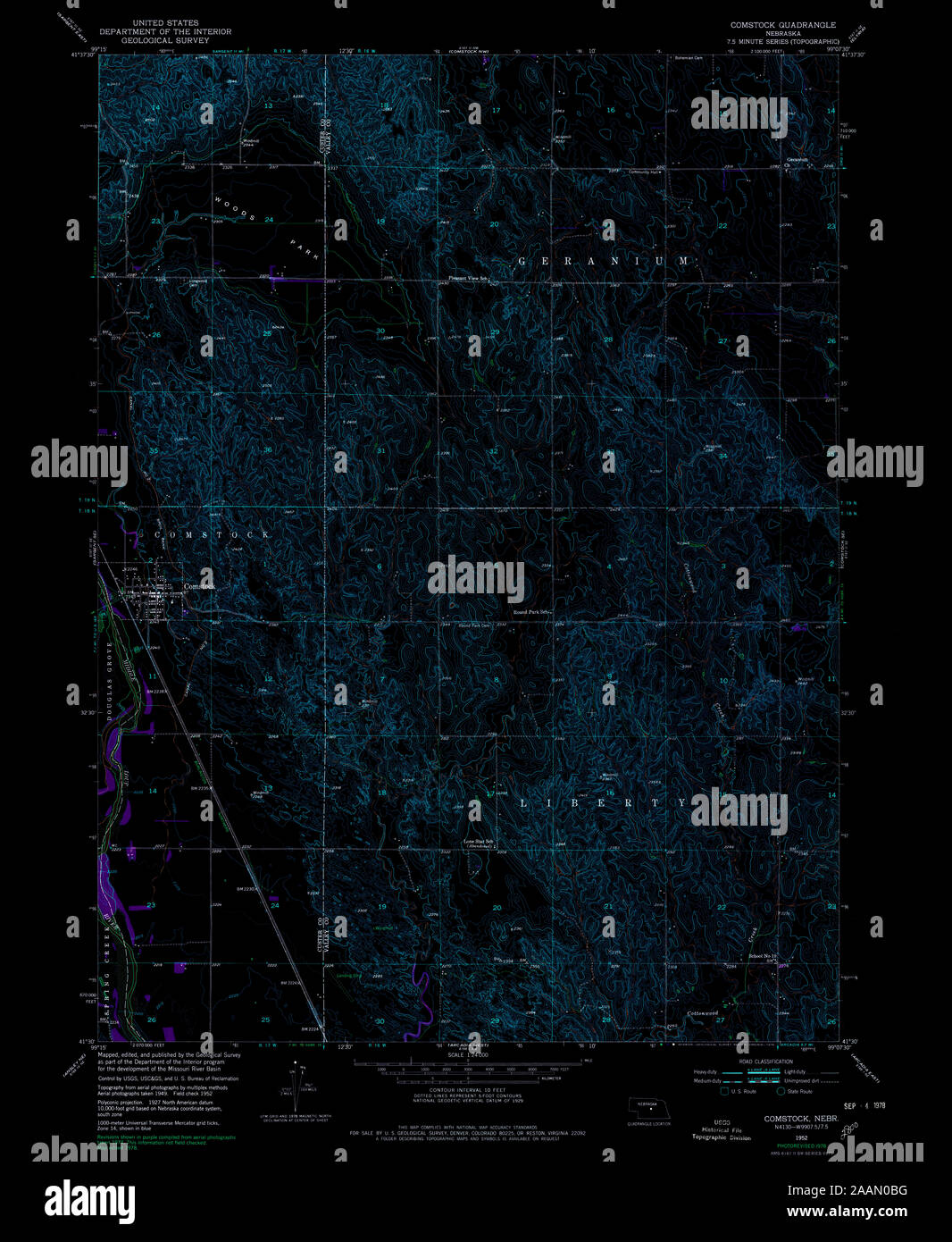 USGS TOPO Map Nebraska NE Comstock 316072 1952 24000 Inverted ...