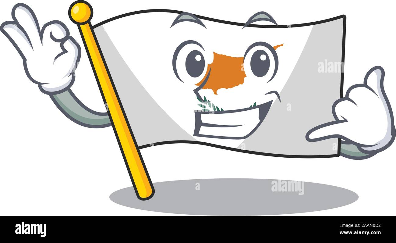 Cartoon flag cyprus isolated in character call me Stock Vector Image ...