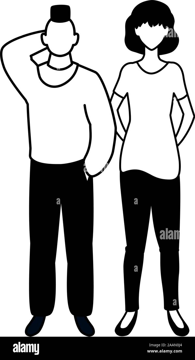 couple of people faceless on white background vector illustration ...