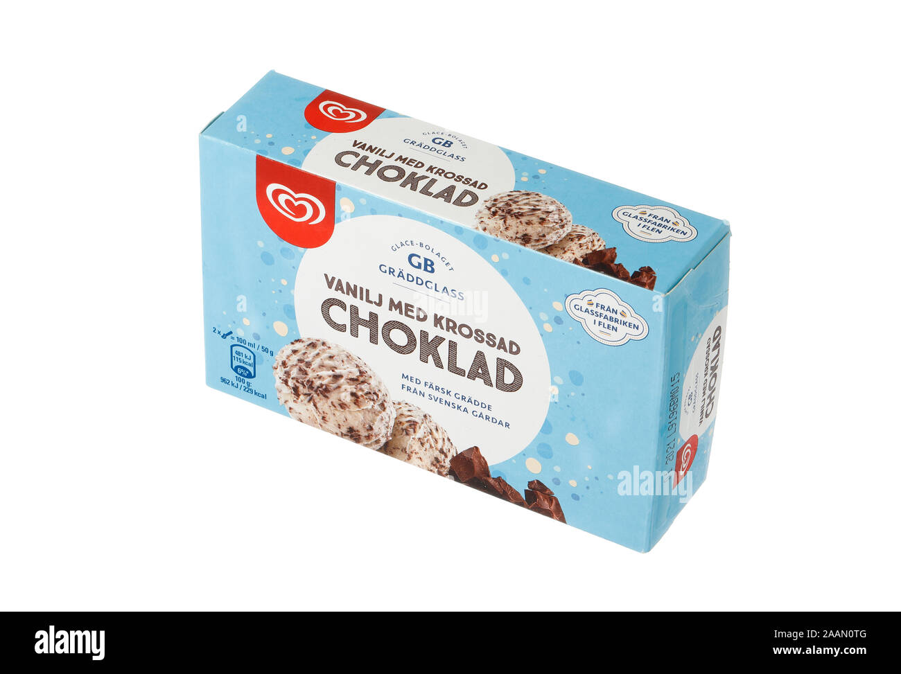 Stockholm, Sweden - November 22, 2019: A package produced by GB with ...