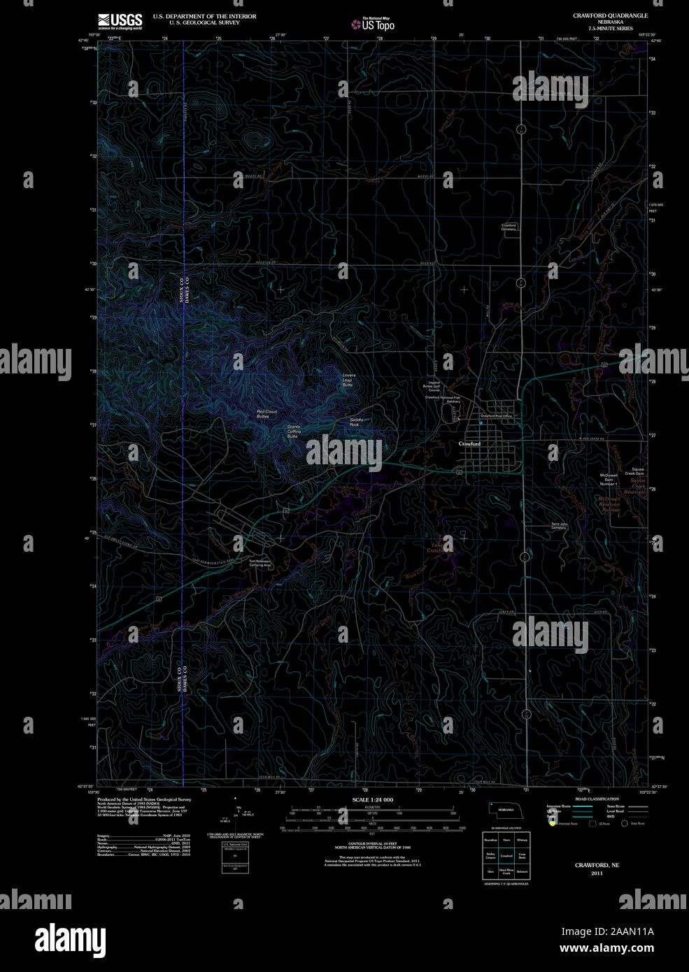 Crawford nebraska map hi-res stock photography and images - Alamy