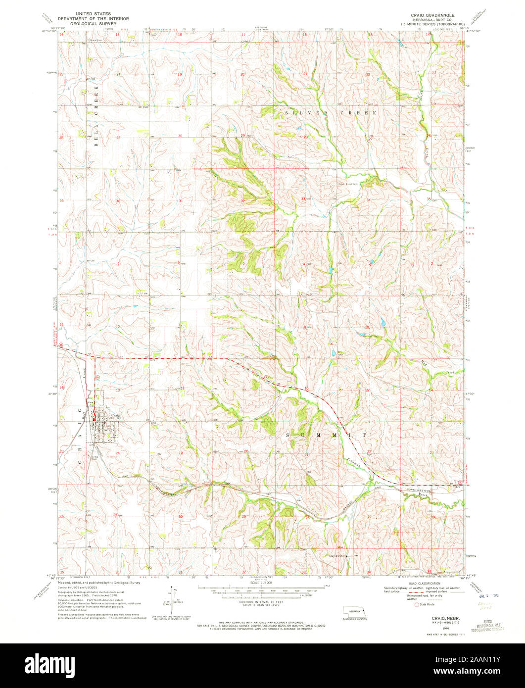 USGS TOPO Map Nebraska NE Craig 316094 1970 24000 Restoration Stock ...