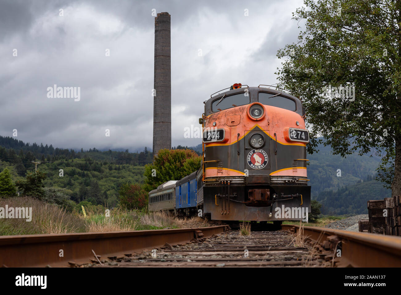 Garibaldi, Oregon, United States - September 7, 2019: Old Train on the ...